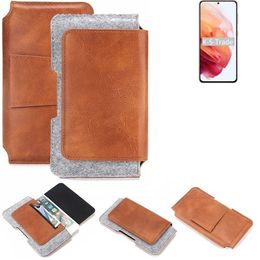 K-S-Trade Handyhülle für Samsung Galaxy S21 5G SD888, Handyhülle Schutzhülle Gürteltasche Holster Gürtel Tasche, braun|grau|schwarz