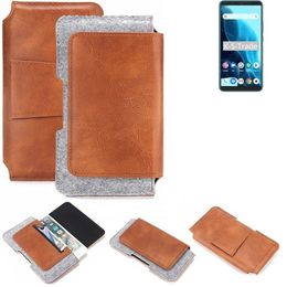 K-S-Trade Handyhülle für Cubot Note 9, Handyhülle Schutzhülle Gürteltasche Holster Gürtel Tasche, braun|grau|schwarz