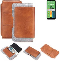 K-S-Trade Handyhülle für HiSense U50, Handyhülle Schutzhülle Gürteltasche Holster Gürtel Tasche, braun|grau|schwarz