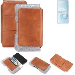 K-S-Trade Handyhülle für Meizu 17 Pro, Handyhülle Schutzhülle Gürteltasche Holster Gürtel Tasche, braun|grau|schwarz