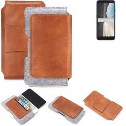K-S-Trade Handyhülle für Nokia C2 Tava, Handyhülle Schutzhülle Gürteltasche Holster Gürtel Tasche, braun|grau|schwarz