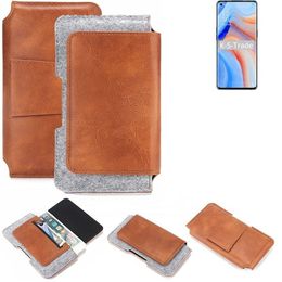 K-S-Trade Handyhülle für Oppo Reno4 Pro, Handyhülle Schutzhülle Gürteltasche Holster Gürtel Tasche, braun|grau|schwarz