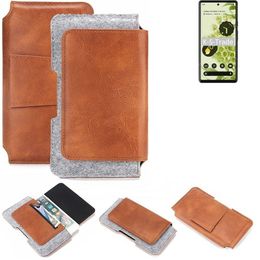 K-S-Trade Handyhülle für Google Pixel 6, Handyhülle Schutzhülle Gürteltasche Holster Gürtel Tasche, braun|grau|schwarz