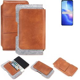 K-S-Trade Handyhülle für Oppo Find X3 Lite, Handyhülle Schutzhülle Gürteltasche Holster Gürtel Tasche, braun|grau|schwarz