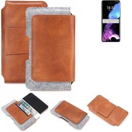 K-S-Trade Handyhülle für Meizu 18, Handyhülle Schutzhülle Gürteltasche Holster Gürtel Tasche, braun|grau|schwarz