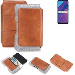 K-S-Trade Handyhülle für Huawei Honor 9A, Handyhülle Schutzhülle Gürteltasche Holster Gürtel Tasche, braun|grau|schwarz