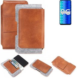 K-S-Trade Handyhülle für Huawei Honor 9C, Handyhülle Schutzhülle Gürteltasche Holster Gürtel Tasche, braun|grau|schwarz