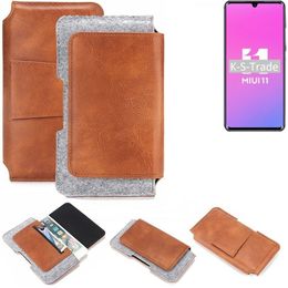 K-S-Trade Handyhülle für Xiaomi Mi Note 10 Lite, Handyhülle Schutzhülle Gürteltasche Holster Gürtel Tasche, braun|grau|schwarz
