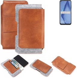 K-S-Trade Handyhülle für Huawei P40 Lite, Handyhülle Schutzhülle Gürteltasche Holster Gürtel Tasche, braun|grau|schwarz