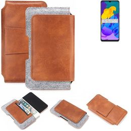 K-S-Trade Handyhülle für Huawei Honor Play 4T Pro, Handyhülle Schutzhülle Gürteltasche Holster Gürtel Tasche, braun|grau|schwarz