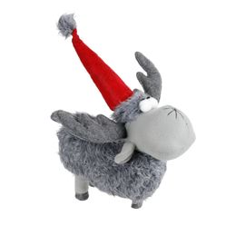 BURI Dekofigur Deko-Rentier mit Mütze Weihnachtsfigur Weihnachtsdeko Winterdeko Dekof