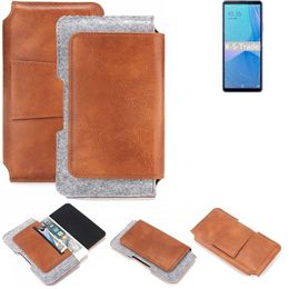 K-S-Trade Handyhülle für Sony Xperia 10 III Lite, Handyhülle Schutzhülle Gürteltasche Holster Gürtel Tasche, braun|grau|schwarz