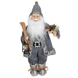 BURI Dekofigur Deko-Weihnachtsmann 60cm Grau