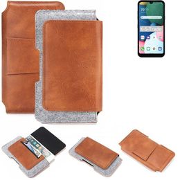 K-S-Trade Handyhülle für LG Electronics Fortune 3, Handyhülle Schutzhülle Gürteltasche Holster Gürtel Tasche, braun|grau|schwarz