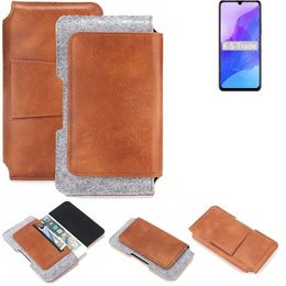 K-S-Trade Handyhülle für Huawei Honor 30 Lite, Handyhülle Schutzhülle Gürteltasche Holster Gürtel Tasche, braun|grau|schwarz