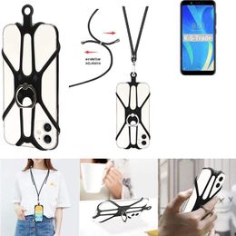 K-S-Trade Handyhülle für Vsmart Joy 1, 3in1 Handykette Handyband Handykordel Halsband Smartphone-Ring, schwarz|silberfarben