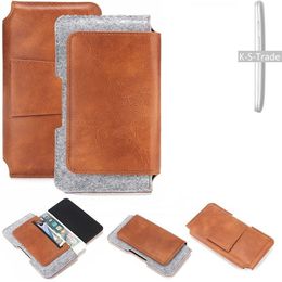 K-S-Trade Handyhülle für Motorola Moto E, Handyhülle Schutzhülle Gürteltasche Holster Gürtel Tasche, braun|grau|schwarz