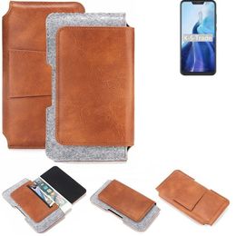 K-S-Trade Handyhülle für Cubot C20, Handyhülle Schutzhülle Gürteltasche Holster Gürtel Tasche, braun|grau|schwarz