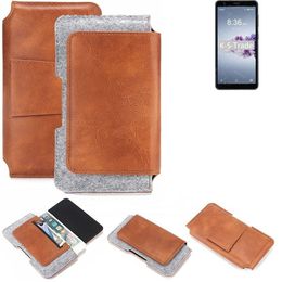K-S-Trade Handyhülle für ZTE Blade A3 Prime, Handyhülle Schutzhülle Gürteltasche Holster Gürtel Tasche, braun|grau|schwarz