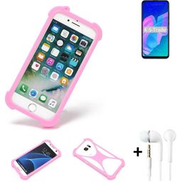 K-S-Trade Handyhülle für Huawei Y7p, Bumper + Kopfhörer Handy Hülle Schutzhülle Silikon Schutz Hülle, schwarz