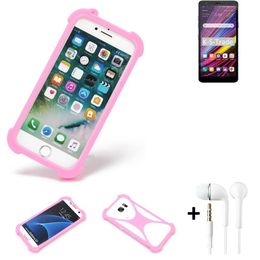 K-S-Trade Handyhülle für LG Electronics Neon Plus, Bumper + Kopfhörer Handy Hülle Schutzhülle Silikon Schutz Hülle, schwarz