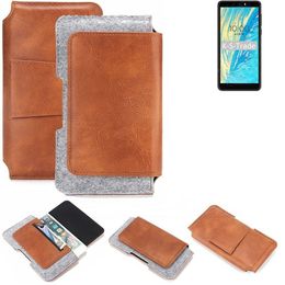 K-S-Trade Handyhülle für BQ Mobile BQ-5740G Spring, Handyhülle Schutzhülle Gürteltasche Holster Gürtel Tasche, braun|grau|schwarz