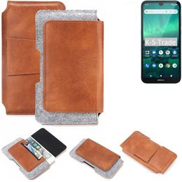 K-S-Trade Handyhülle für Nokia 1.3, Handyhülle Schutzhülle Gürteltasche Holster Gürtel Tasche, braun|grau|schwarz
