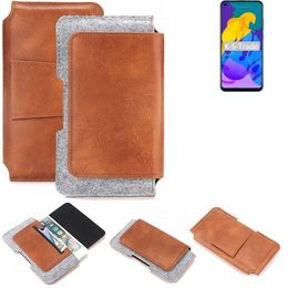 K-S-Trade Handyhülle für Huawei Honor Play 4T, Handyhülle Schutzhülle Gürteltasche Holster Gürtel Tasche, braun|grau|schwarz