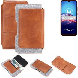 K-S-Trade Handyhülle für Motorola E6s, Handyhülle Schutzhülle Gürteltasche Holster Gürtel Tasche, braun|grau|schwarz