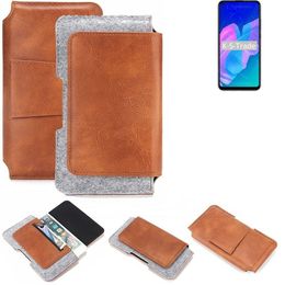 K-S-Trade Handyhülle für Huawei Y7p, Handyhülle Schutzhülle Gürteltasche Holster Gürtel Tasche, braun|grau|schwarz