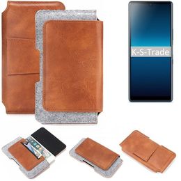 K-S-Trade Handyhülle für Sony Xperia L4, Handyhülle Schutzhülle Gürteltasche Holster Gürtel Tasche, braun|grau|schwarz