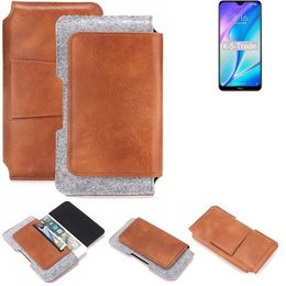 K-S-Trade Handyhülle für Xiaomi Redmi 8A Dual, Handyhülle Schutzhülle Gürteltasche Holster Gürtel Tasche, braun|grau|schwarz