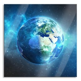 Pixxprint Glasbild Unsere Erde im Weltall, Unsere Erde im Weltall (1 St), Glasbild aus Echtglas, inkl. Aufhängungen und Abstandshalter, blau|bunt