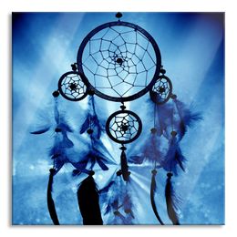 Pixxprint Glasbild Indianischer Traumfänger, Indianischer Traumfänger (1 St), Glasbild aus Echtglas, inkl. Aufhängungen und Abstandshalter, blau|bunt
