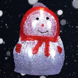 BURI Dekofigur LED-Acryl-Schneemann 16x11cm Winterdeko Weihnachtsdeko Weihnachtsfigur, rot