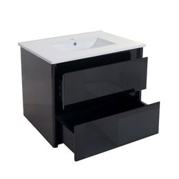 Waschbecken + Unterschrank MCW-B19, Waschbecken Waschtisch Badezimmer, hochglanz 50x80cm ~ schwarz