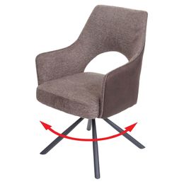 Esszimmerstuhl MCW-K30, K&uuml;chenstuhl Lehnstuhl, drehbar Auto-Position, Stoff/Textil MVG ~ braun-dunkelbraun