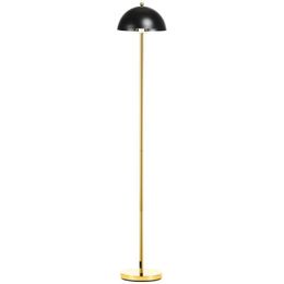 HOMCOM Stehleuchte mit abgerundeten Schirm schwarz, gold (Farbe: schwarz, gold)