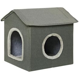 PawHut Katzenhaus mit weichem Kissen grau (Farbe: grau)
