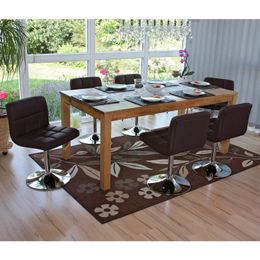 MCW 6er-Set Esszimmerstuhl Drehstuhl Stuhl Cadiz Kunstleder Chrom ~ braun