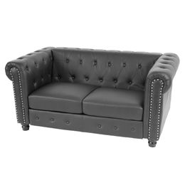 MCW Luxus 2er Sofa Loungesofa Couch Chesterfield Edinburgh Kunstleder 160cm ~ runde Füße, schwarz