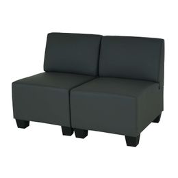 MCW Modular 2-Sitzer Sofa Couch Moncalieri, Kunstleder ~ dunkelgrau, ohne Armlehnen