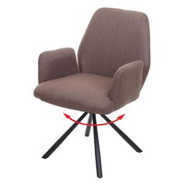 Esszimmerstuhl MCW-H71, Küchenstuhl Lehnstuhl Stuhl, drehbar Auto-Position Stoff/Textil Stahl ~ braun
