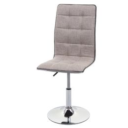 Esszimmerstuhl MCW-C41, Stuhl Küchenstuhl, höhenverstellbar drehbar, Stoff/Textil ~ creme-grau