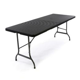 Vcm Partytisch Klapptisch Gartentisch Rattan-Optik 180 x 75 cm schwarz Tragegriff