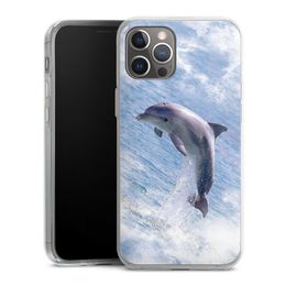 DeinDesign iPhone 12 Pro Max Handy Silikon H&uuml;lle Case transparent Handyh&uuml;lle Wale Ocean Dolphin Silikon Case