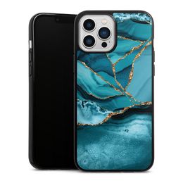 DeinDesign iPhone 13 Pro Max Handy Silikon H&uuml;lle Case schwarz Handyh&uuml;lle Marble Gemstone Glitzer