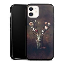 DeinDesign iPhone 12 mini Handy Silikon H&uuml;lle Case schwarz Handyh&uuml;lle Reindeer Flowers Rehe