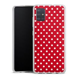 DeinDesign Galaxy A51 Handy Silikon H&uuml;lle Case transparent Handyh&uuml;lle Points Polka Dots Retro Silikon Case