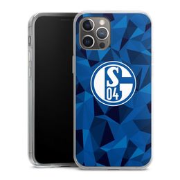 DeinDesign iPhone 12 Pro Max Handy Silikon H&uuml;lle Case transparent Handyh&uuml;lle Camouflage Fc Schalke 04 Muster Silikon Case